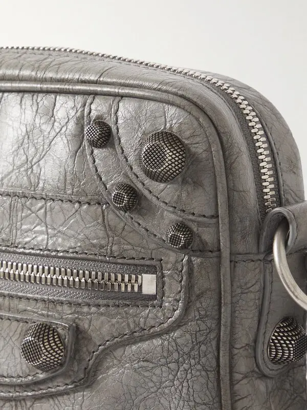 Balenciaga Le Cagole Embellished Textured-Leather Messenger Bag In