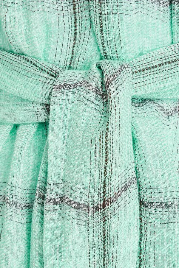 Lisa Marie Fernandez Checked Linen-Blend Gauze Mini Dress In Mint - 80% Off  | Editorialist