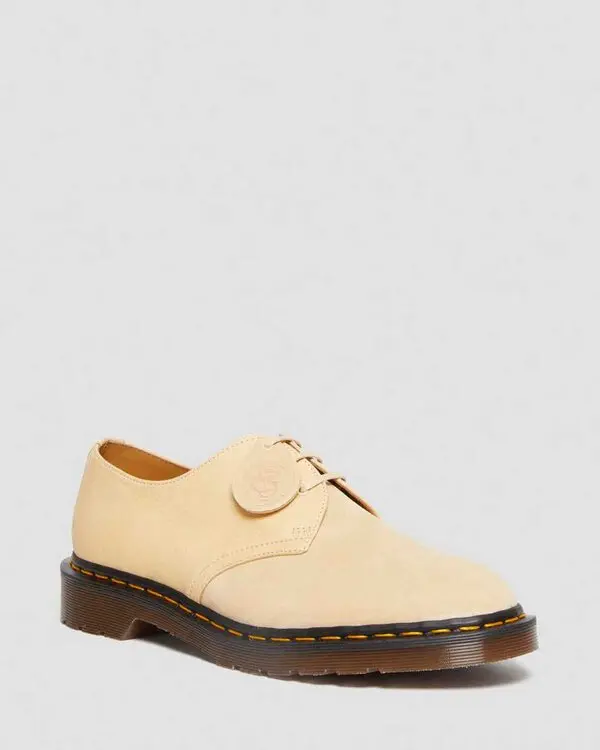 Dr. Martens 1461 Made In England Buck Suede Oxfords - Cream