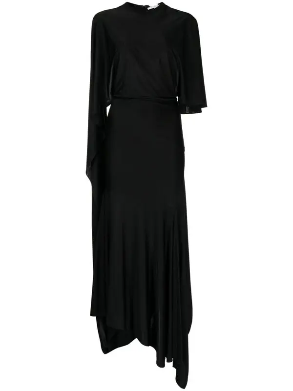 Stella McCartney Cape-sleeve Asymmetric Dress - Black
