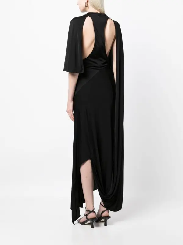 Stella McCartney Cape-sleeve Asymmetric Dress - Black