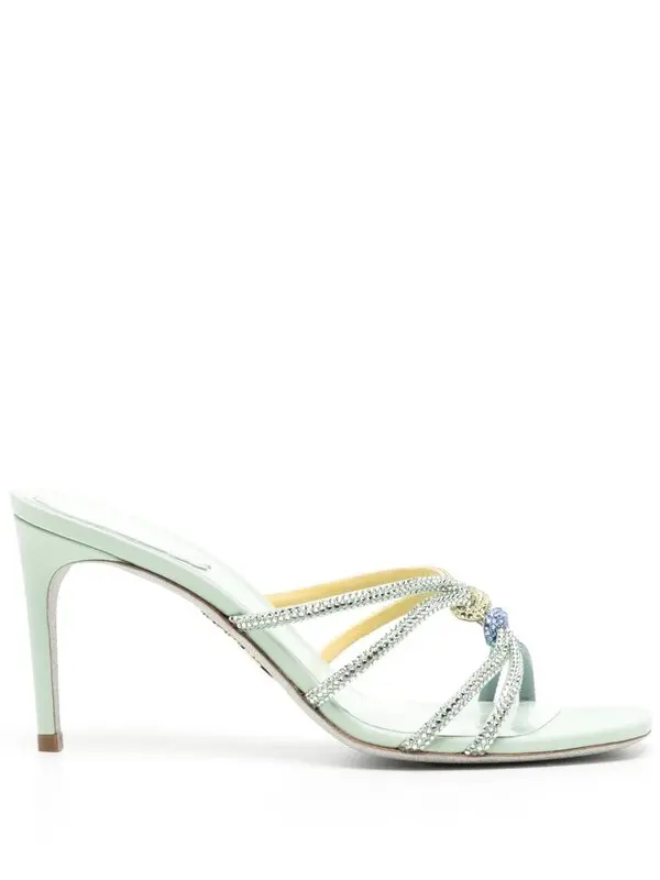 Rene Caovilla Crystal-embellished Leather Sandals - Green