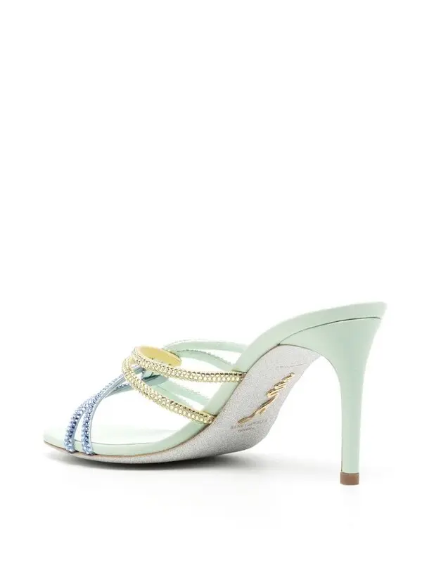 Rene Caovilla Crystal-embellished Leather Sandals - Green