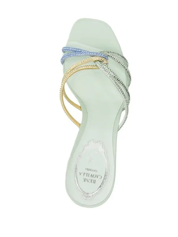 Rene Caovilla Crystal-embellished Leather Sandals - Green