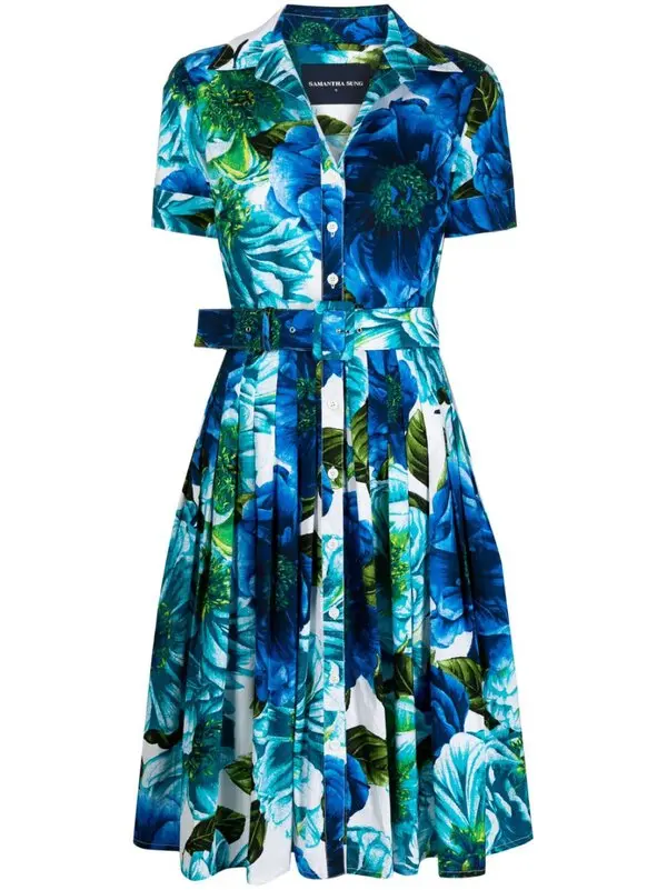 Samantha Sung Audrey Floral-print Dress - Blue