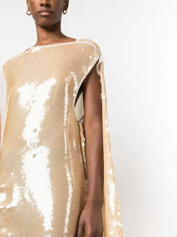 rick owens sequin dress RICK OWENS Aphrodite Asymmetric Sequinned Denim Gown