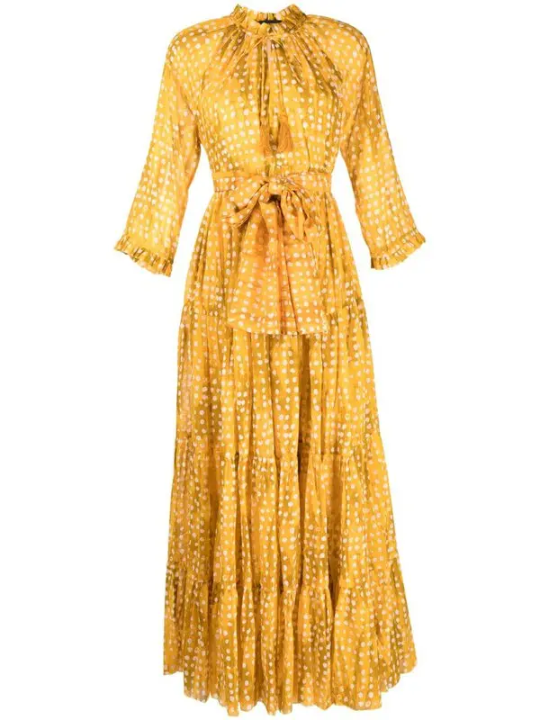 Samantha Sung Eden Brushed Dots-print Dress - Yellow