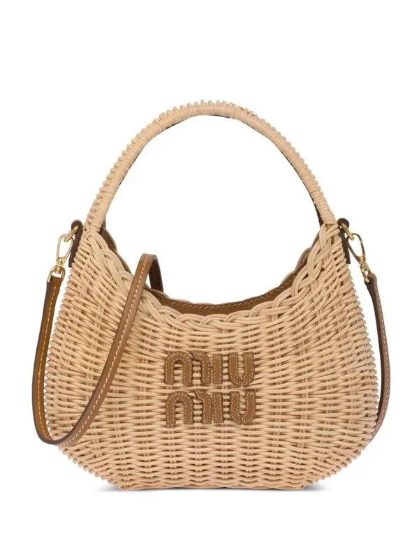 Miu Miu Mini Wander Wicker Shoulder Bag