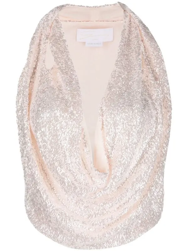 GENNY Sequin-embellished Draped Top