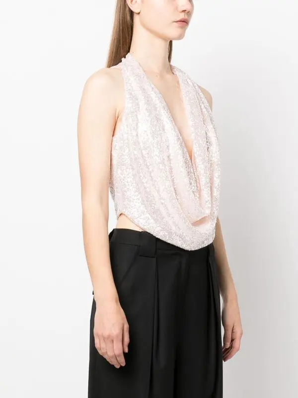 GENNY Sequin-embellished Draped Top