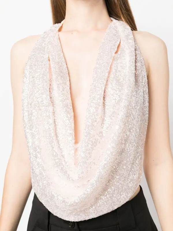 GENNY Sequin-embellished Draped Top