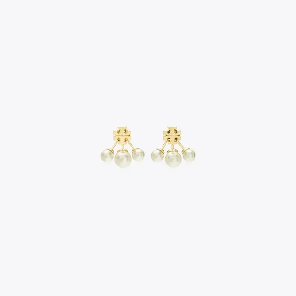 Tory Burch Moondance Pearl Front-back Earrings - Tory Gold/cream