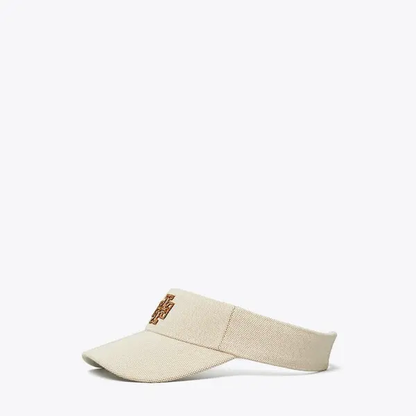 Tory Burch Two-Tone Canvas Visor In Natural Brown 24% Off
