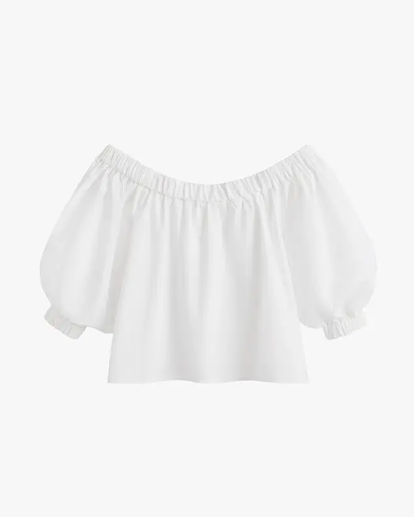 Cuyana Poplin Off-the-shoulder Cropped Top