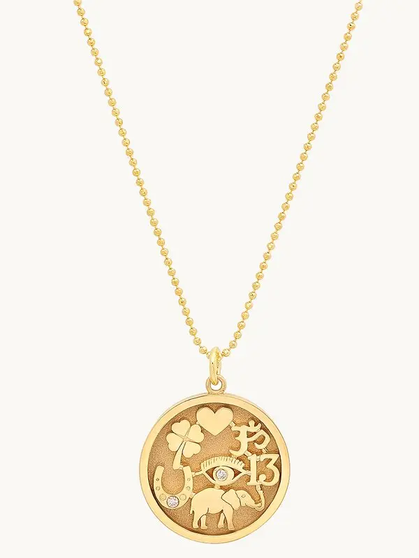 JENNIFER MEYER Good Luck Necklace In 18k Yellow Gold With Diamond - 18k Yellow Gold,diamond