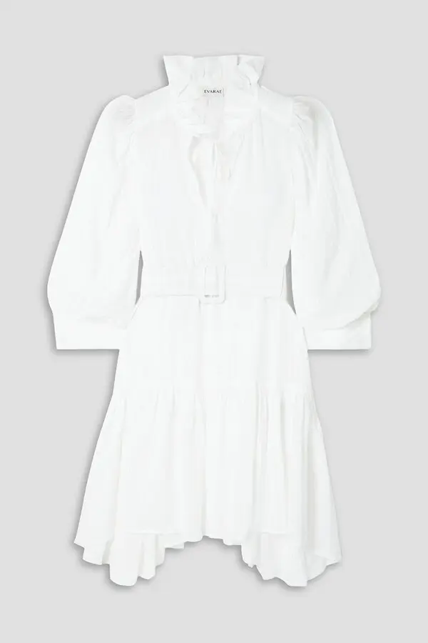 Evarae Belted Ruffled Tencel™ Mini Dress