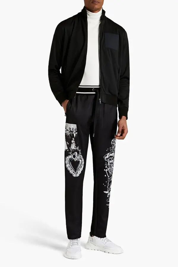 Dolce & Gabbana Appliquéd Printed Satinjersey Track Pants