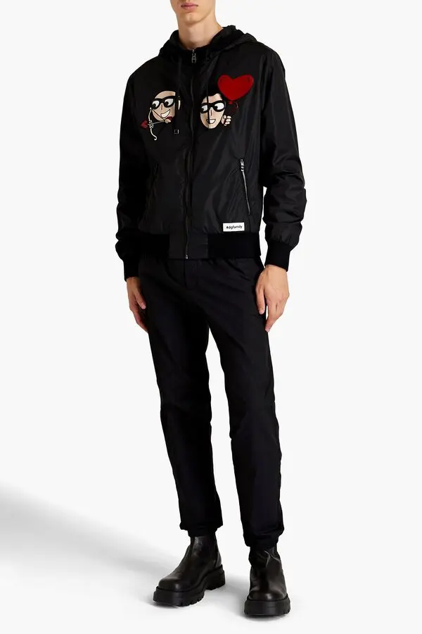 Dolce & Gabbana Appliquéd Shell Hooded Jacket