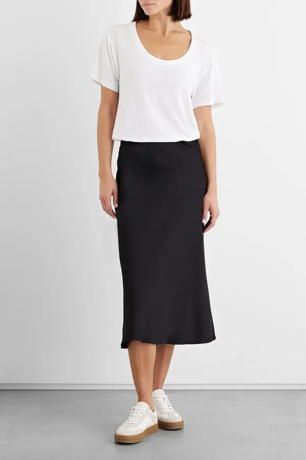 Iris & Ink Margot Satin-crepe Midi Skirt
