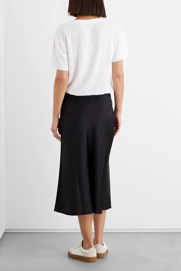 Iris & Ink Margot Satin-crepe Midi Skirt