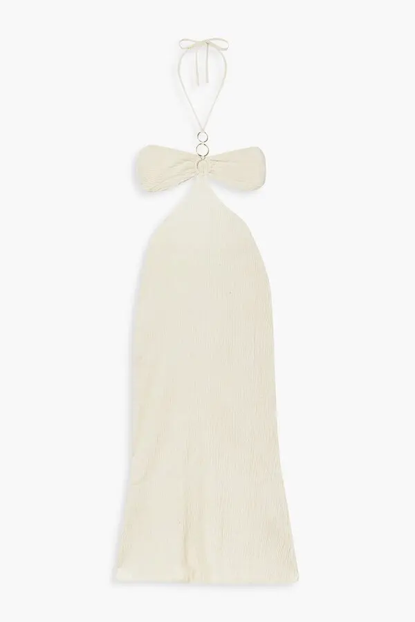 Savannah Morrow Mina Cutout Crinkled Cottongauze Halterneck Maxi Dress - Cream