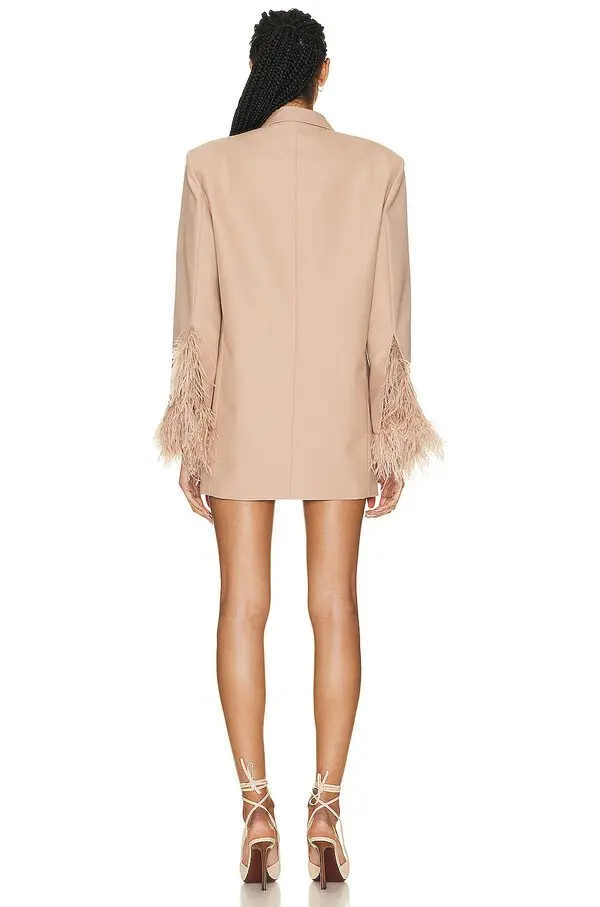 Valentino Garavani Feather Cuff Blazer In Tan