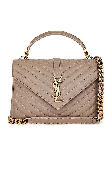 Saint Laurent Medium College Chain Bag In Taupe