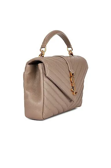 Saint Laurent Medium College Chain Bag In Taupe