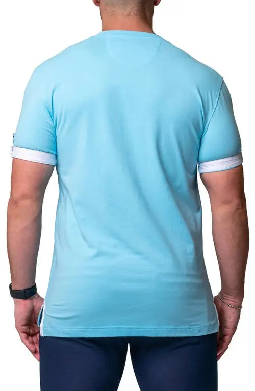 MACEOO Vivaldi Solid Camolight V-neck T-shirt - Blue