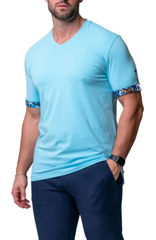 MACEOO Vivaldi Solid Camolight V-neck T-shirt - Blue