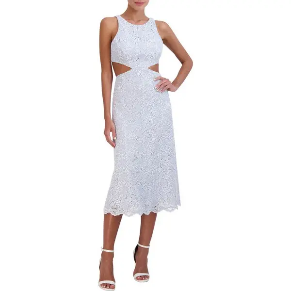 navy blue dress for baby girl Bcbgmaxazria Embroidered Cutout Eyelet A-Line Dress In Heather Blue - 65%  Off