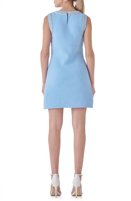 Endless Rose Chain Trim Sweater Dress - Blue