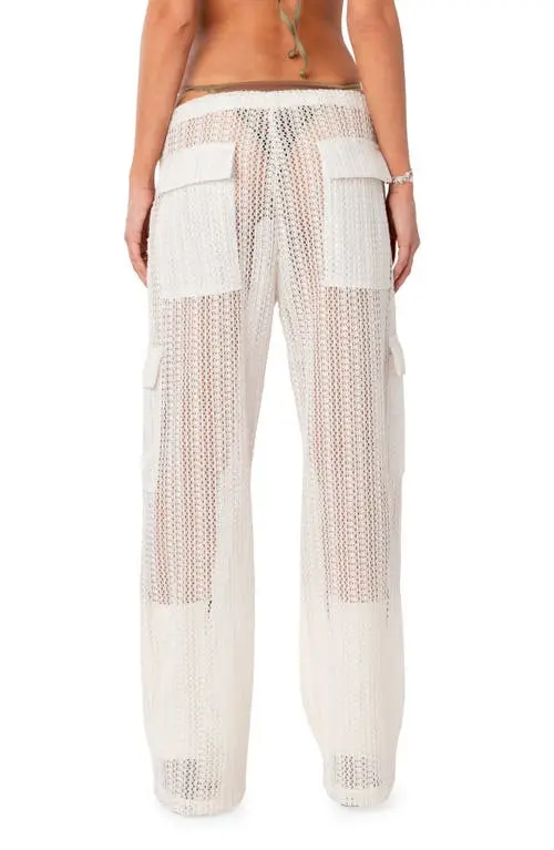EDIKTED Ines Sheer Lace Cover-up Cargo Pants
