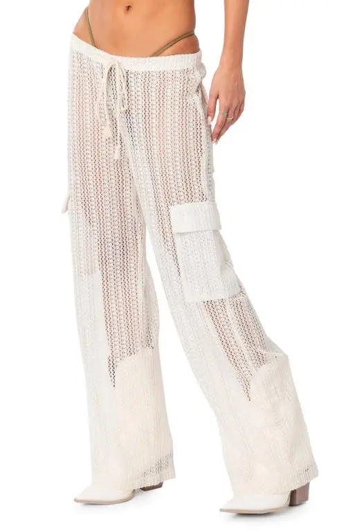 EDIKTED Ines Sheer Lace Cover-up Cargo Pants
