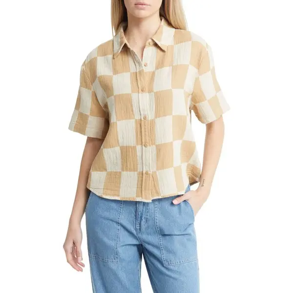 Brixton Mykonos Check Cotton Camp Shirt