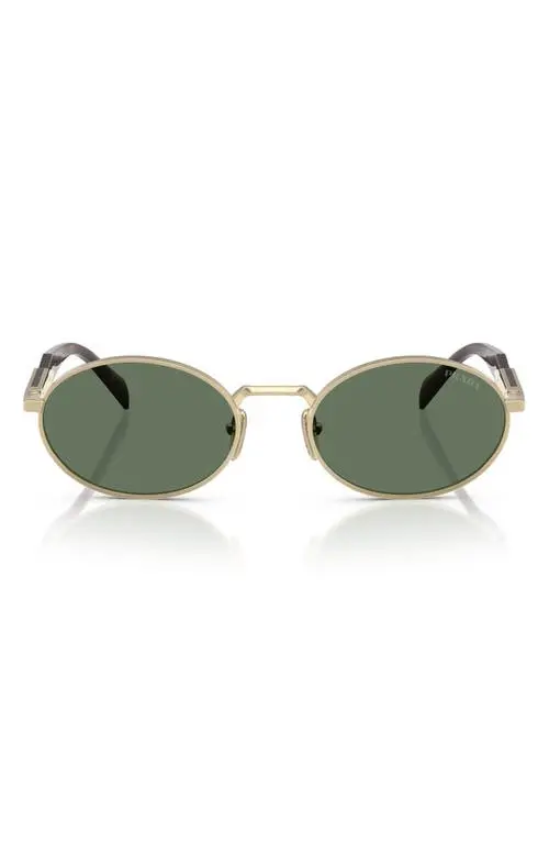 Prada 55mm Oval Sunglasses - Dark Green/ Gold