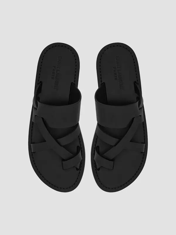 Saint Laurent Culver Mules In Smooth Leather