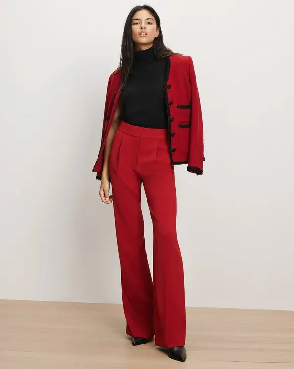 Veronica Beard Robinne Wide-leg Trouser - Cardinal Red