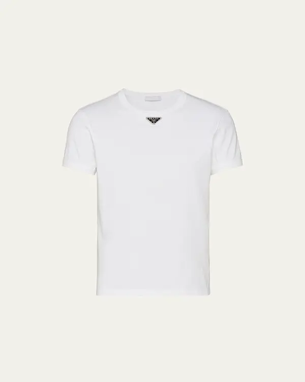 Prada T-shirt With Enameled Triangle Logo