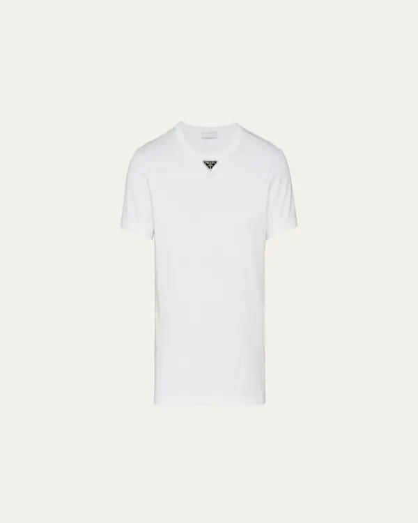 Prada T-shirt With Enameled Triangle Logo