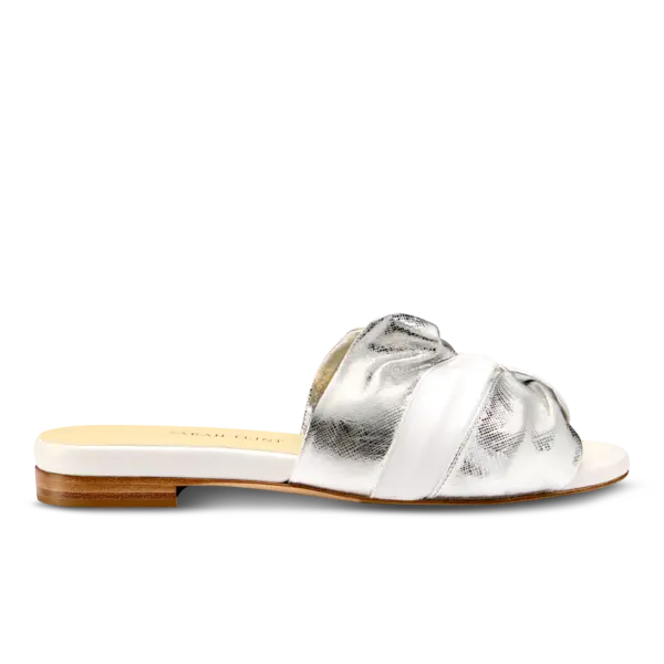 Sarah Flint Arabesque Slides - White And Silver Textured Nappa