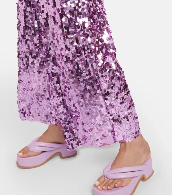 Oseree Sequined Wide-leg Pants - Pink