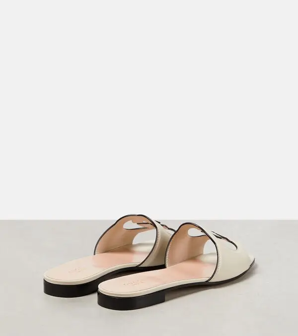 Gucci Interlocking G Cutout Leather Sandals - White