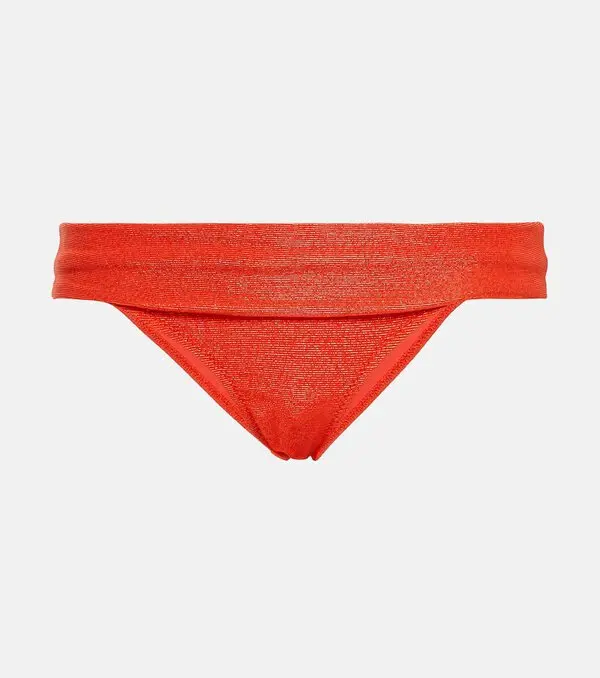 Heidi Klein Morocco Metallic Mid-rise Bikini Bottom - Red