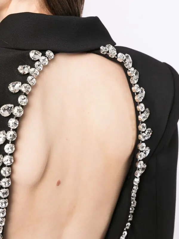 AREA Crystal-embellished Open-back Blazer Dress