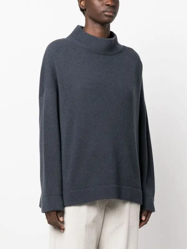Brunello Cucinelli Ribbed Turtleneck Jumper - Blue
