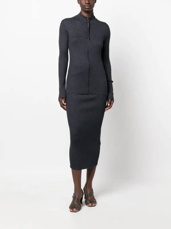 Brunello Cucinelli Ribbed-knit Midi Skirt