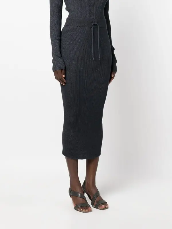 Brunello Cucinelli Ribbed-knit Midi Skirt