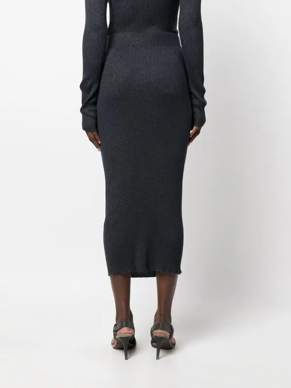 Brunello Cucinelli Ribbed-knit Midi Skirt