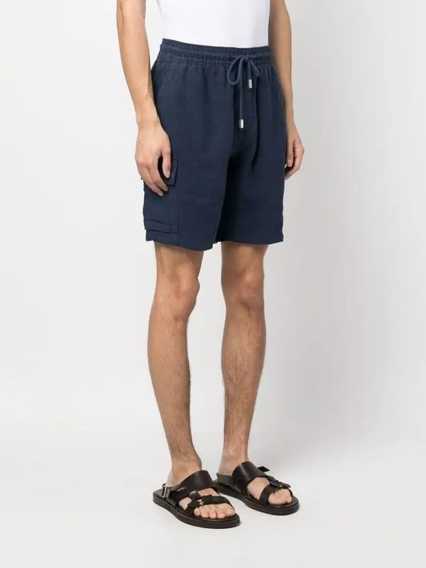 Vilebrequin Navy Linen Cargo Shorts - Blue